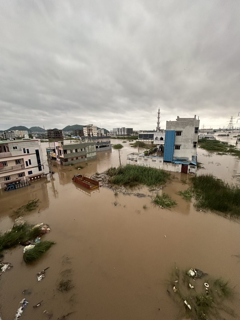 Areal View Visual Photos: Heavy Rain Floods in Vijayawada and Amaravati
