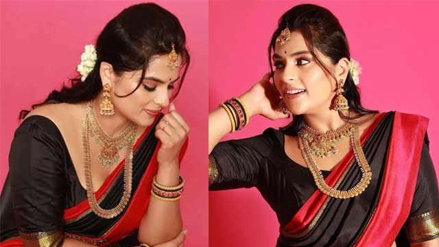 Kavya Kalyanram is impressive Traditional Look