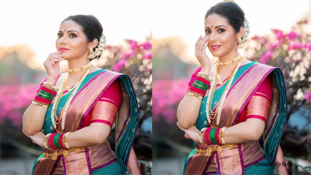 Sada traditionally in a saree